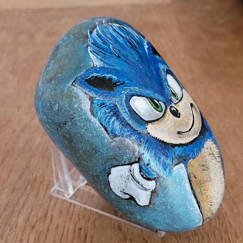 Sonic the Hedgehog Painted Rock - Etsy