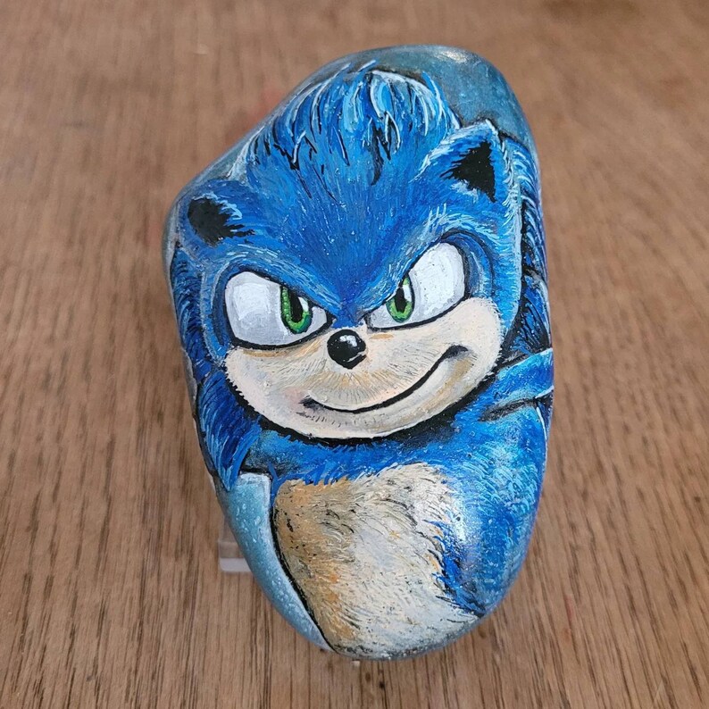 Sonic the Hedgehog Painted Rock - Etsy