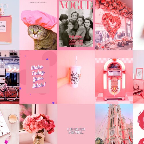 AESTHETIC WALL COLLAGE Kit: Set of 60 Pink and Purple Vsco | Etsy