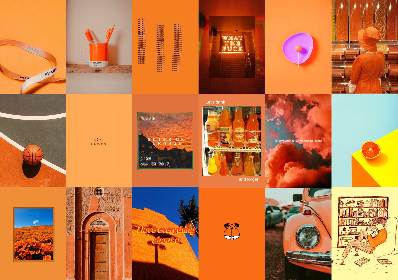 AESTHETIC WALL COLLAGE Kit: 79 Orange Vsco Inspired Original | Etsy