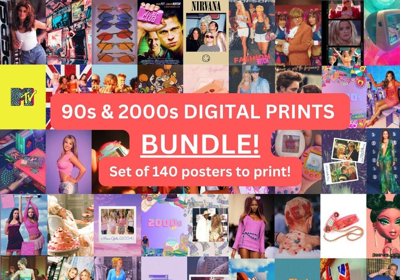 90s 2000s Nostalgia Poster Set: A6 Wall Collage Prints (digital ...