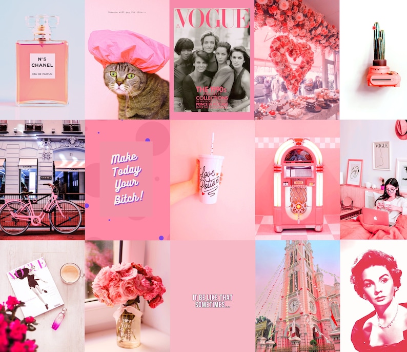 AESTHETIC WALL COLLAGE Kit: Digital Set of 85 Pink, Vsco Inspired ...