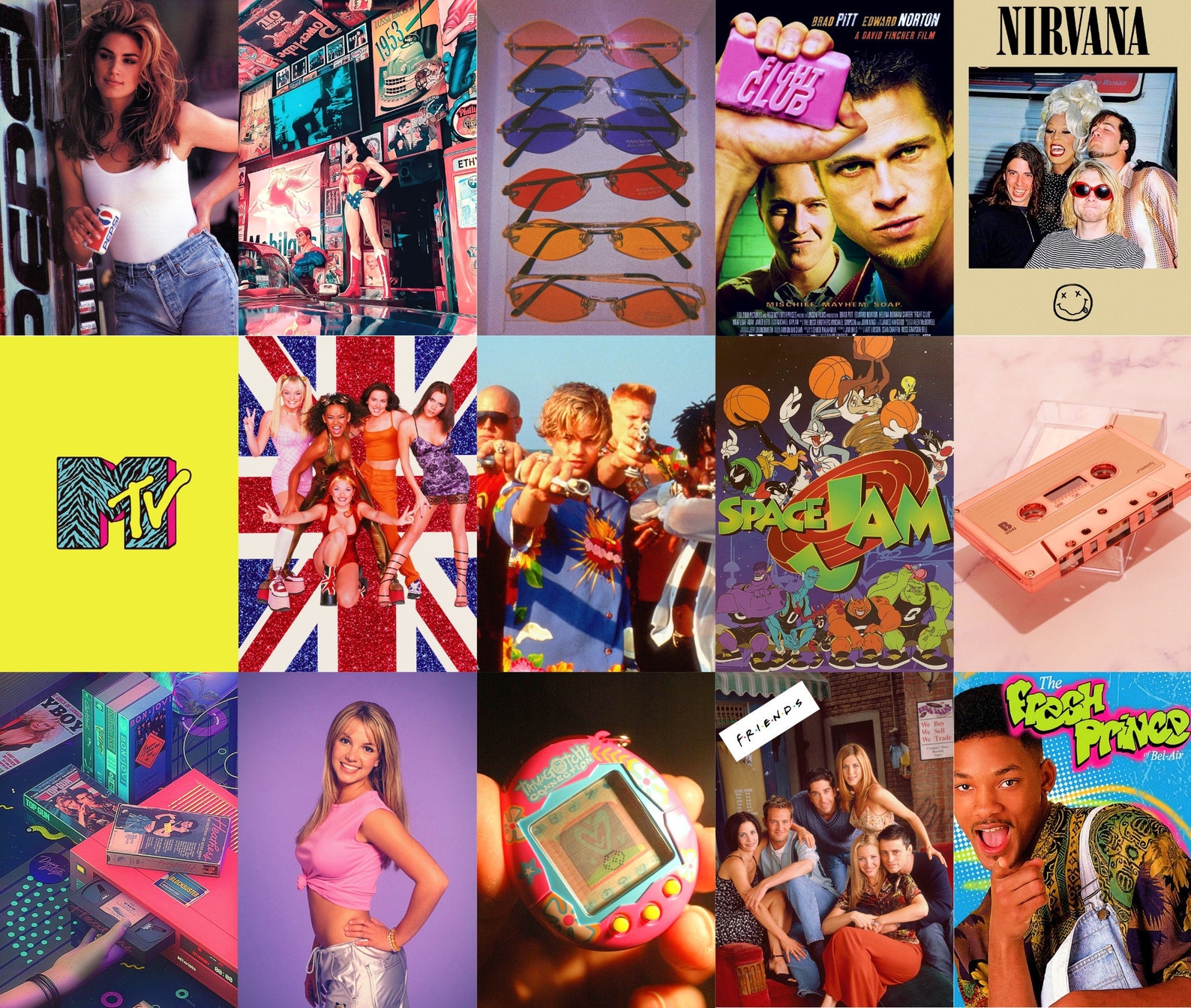 90s Aesthetic Wall Collage Kit: DIGITALES Set mit 70 Plakaten, 90er ...