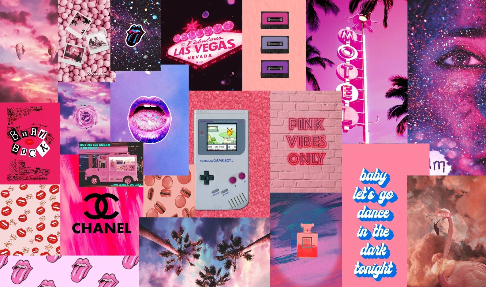 AESTHETIC WALL COLLAGE Kit: Set of 60 Pink and Purple Vsco | Etsy Canada