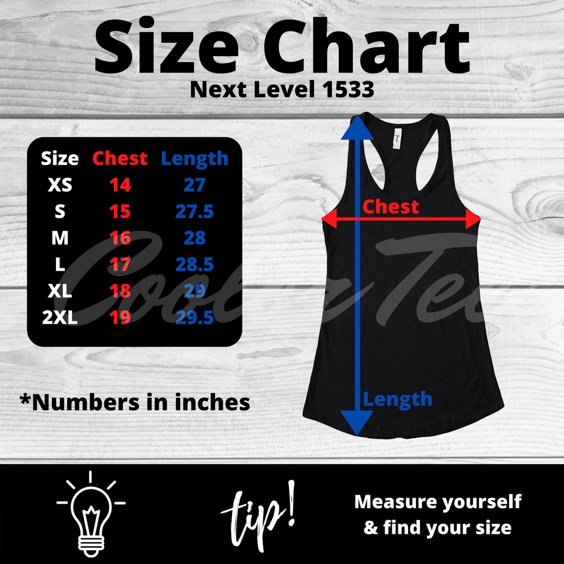 Next Level Size Chart Next Level 1533 Size Chart NEXT LEVEL | Etsy