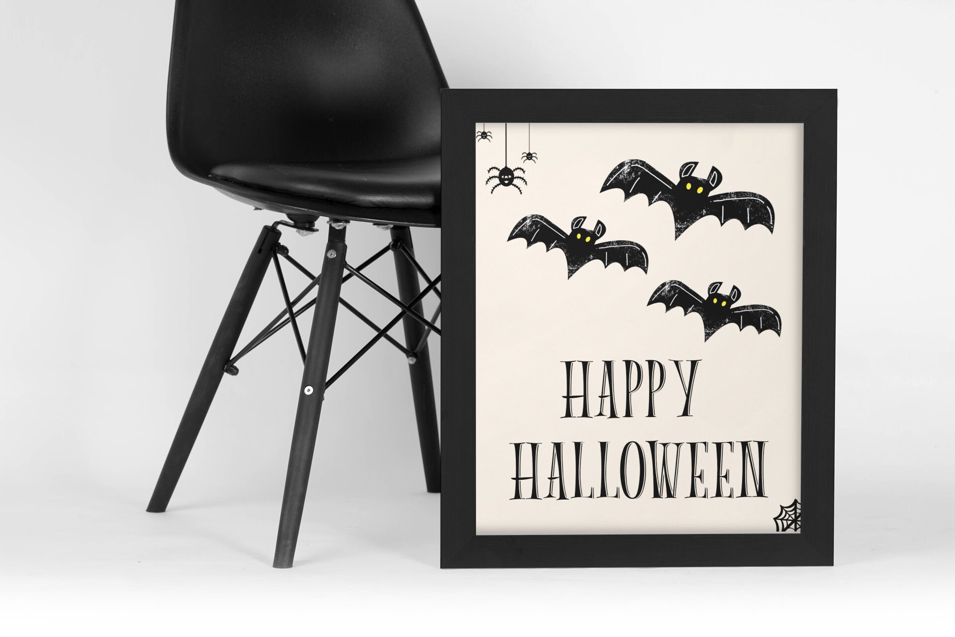 Retro Happy Halloween Bat Quote Digital Print Poster | Etsy