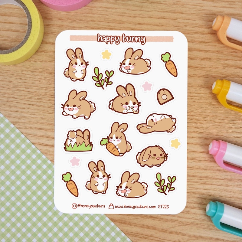 Happy Bunny Stickers - Etsy