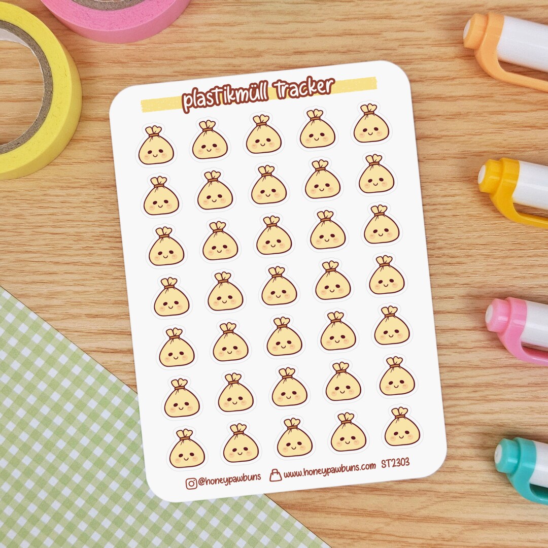 Yellow Trash Bag Sticker Sheet. Kawaii House Work Planner Stickers ...