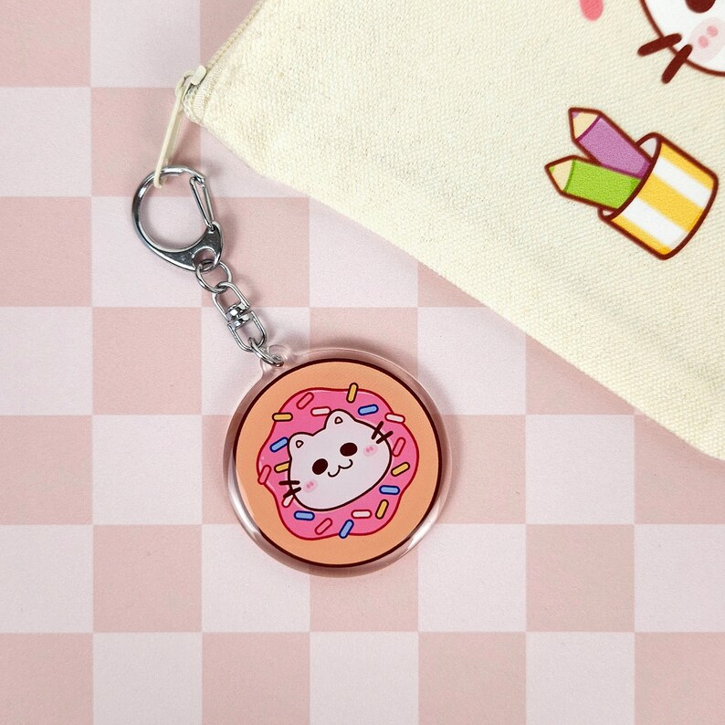 Shiba Inu and Cat Donut Keychains. Kawaii Anime Pendants, Double-sided ...