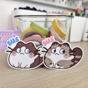 Suspicious! Cat Stickers. Funny SUS (suspicious) Brown Cat Stickers - Etsy