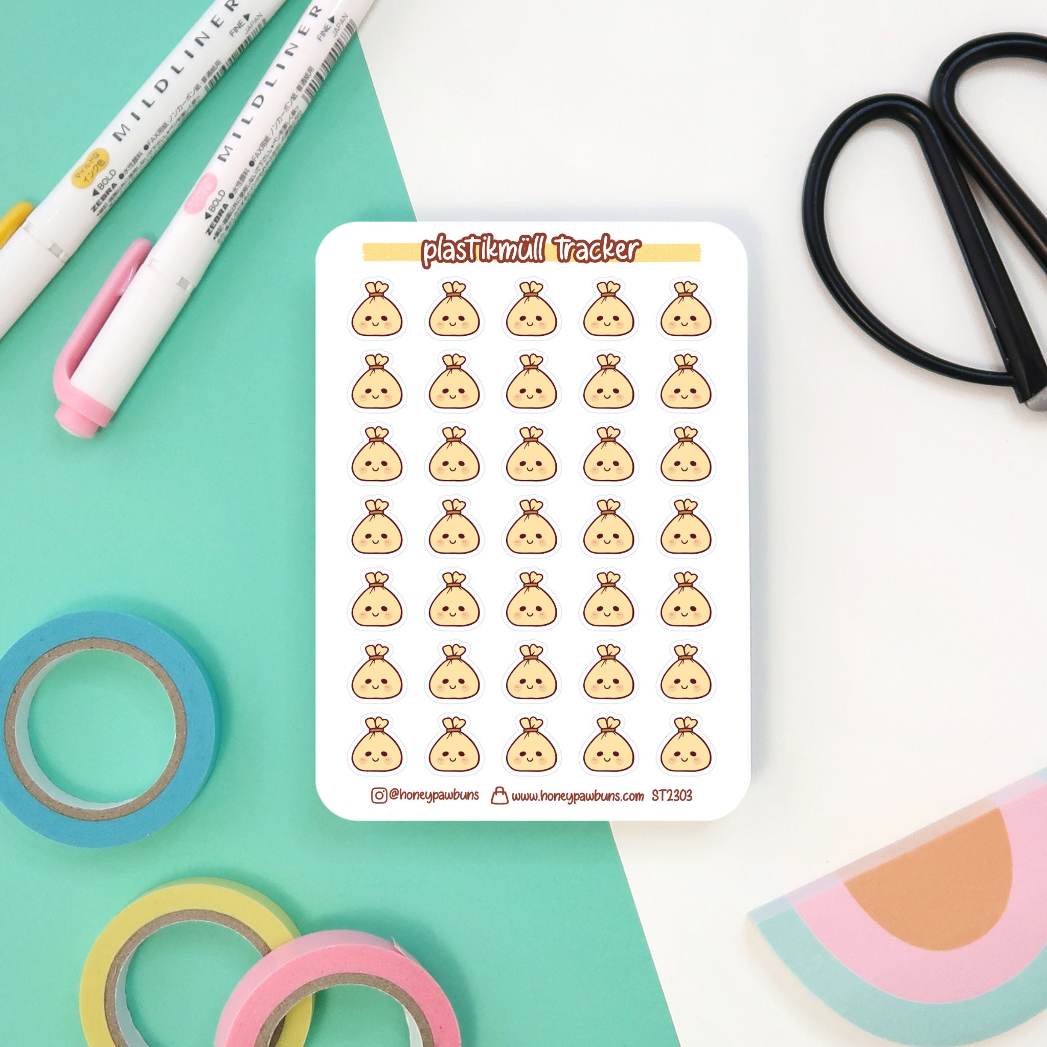 Yellow Trash Bag Sticker Sheet. Kawaii House Work Planner Stickers ...