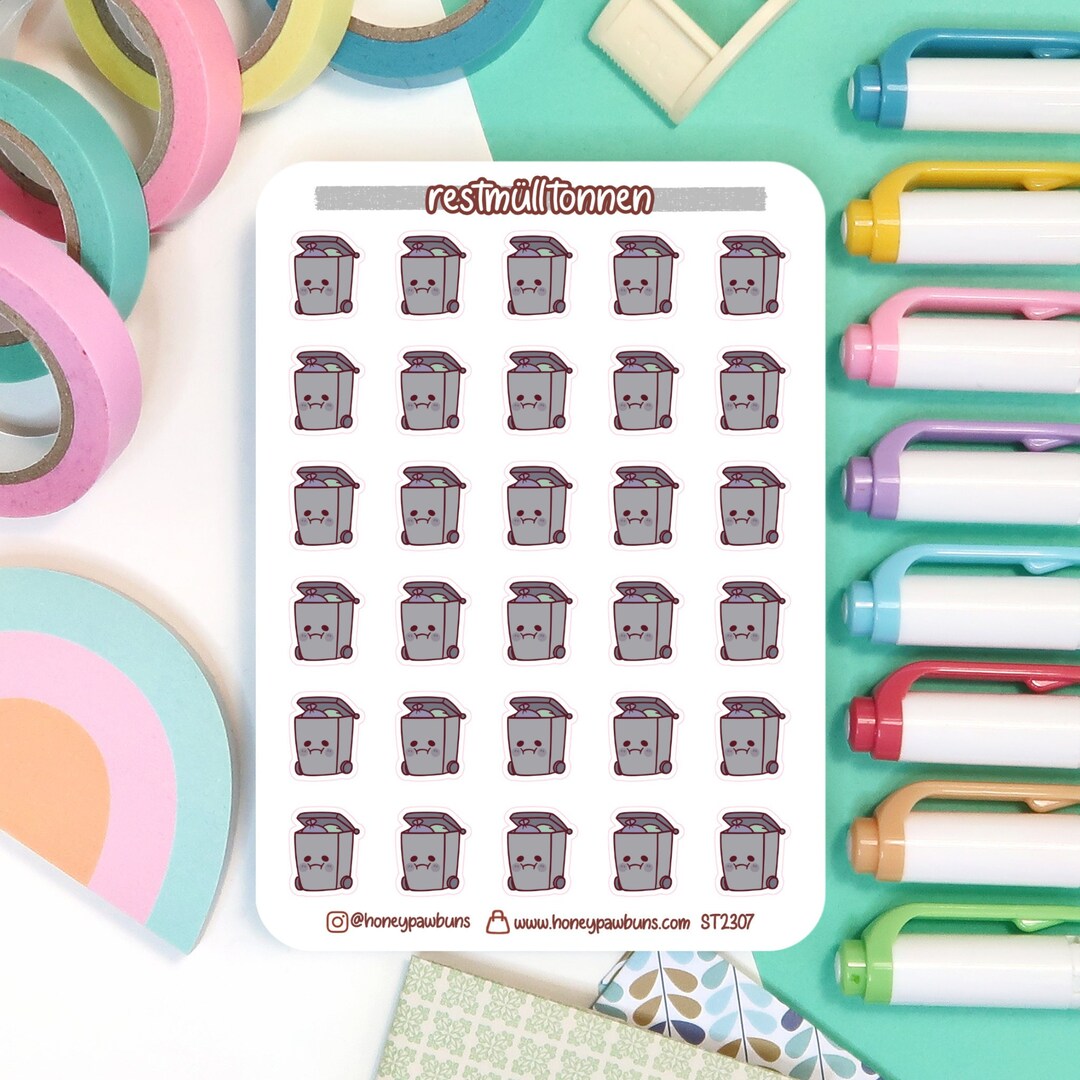 Residual Waste Sticker Sheet. Kawaii House Work Planner - Etsy