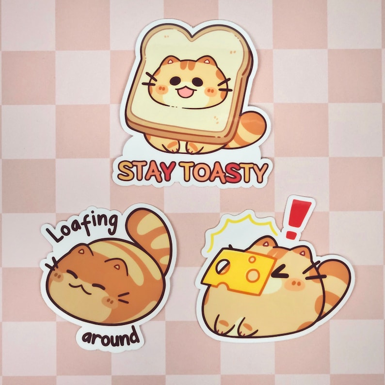 Bread Cat Stickers: Toast Cat, Bread Cat, and Cheese Slapper. Funny Red ...