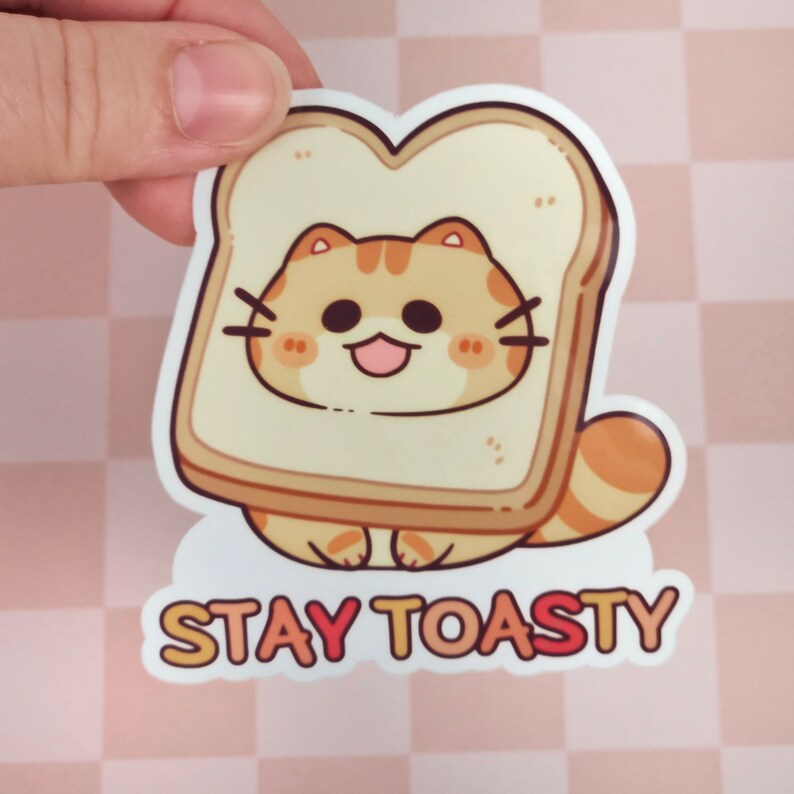 Bread Cat Stickers: Toast Cat, Loaf Cat and Cheese Cat. Funny Red Cat ...