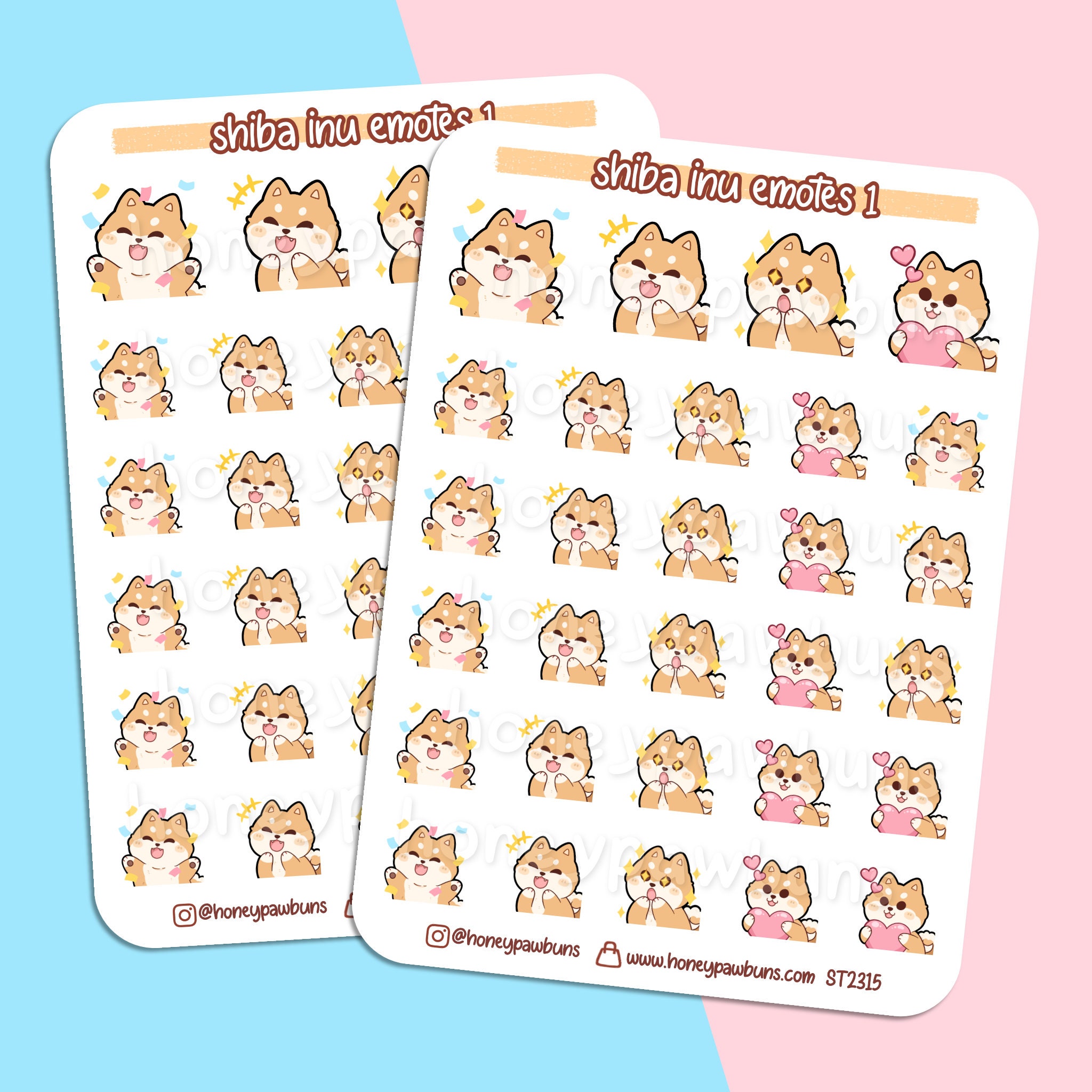Shiba Inu Emotes No. 1 Sticker Sheet. Kawaii Dog Emoji - Etsy