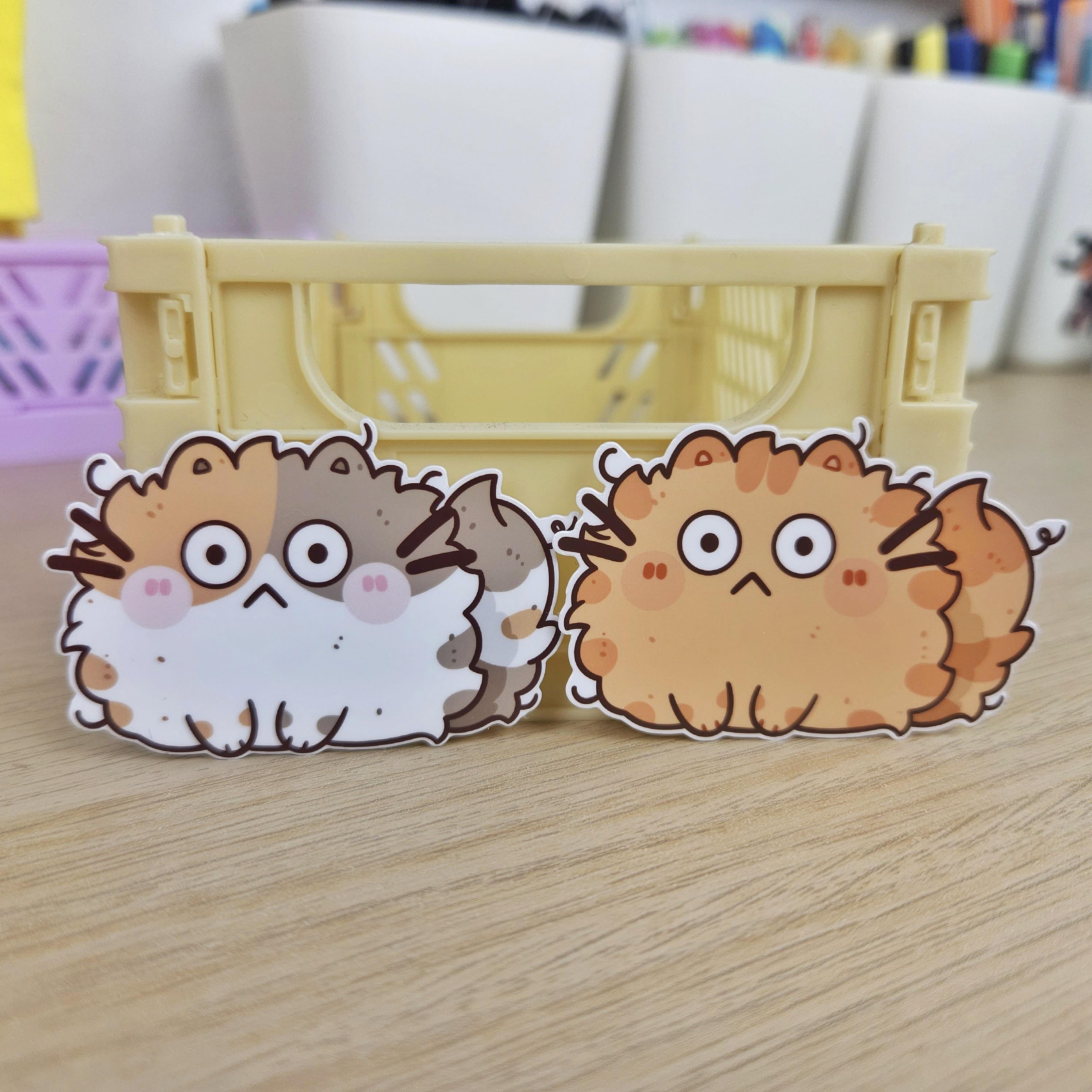 Super Fluffy Cat Stickers. Funny Fluffy Orange Cat and Tricolor Cat ...