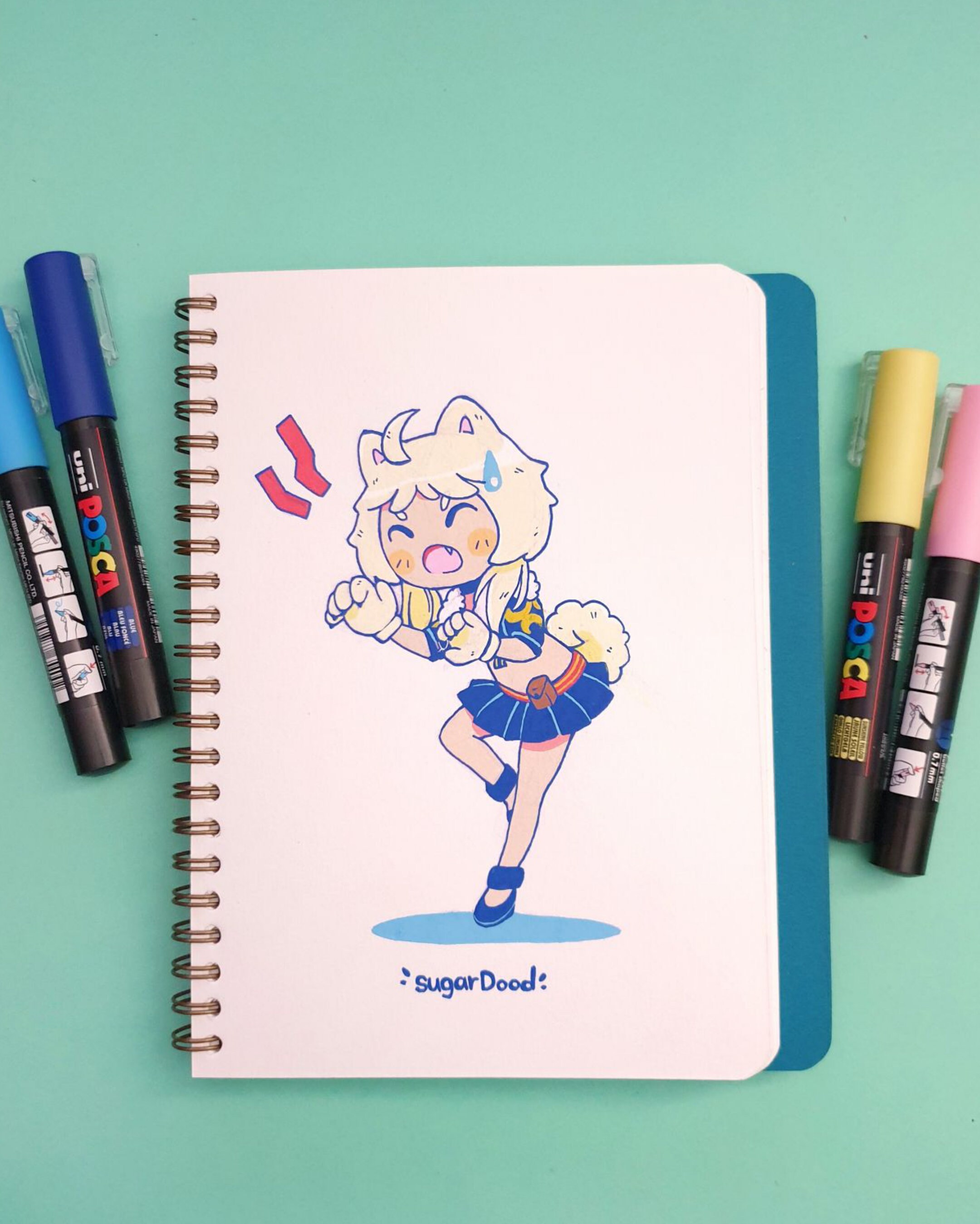 Chibi Cute Doggirl Amy Posca Pens Small Original Art Claws | Etsy