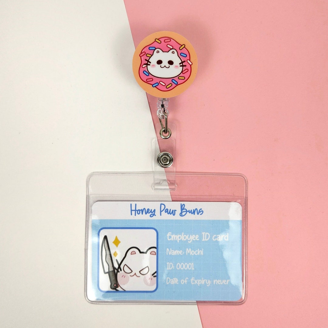 Donut Cat ID Card Holder. Kawaii ID Card Holder for ID Cards, Event ...