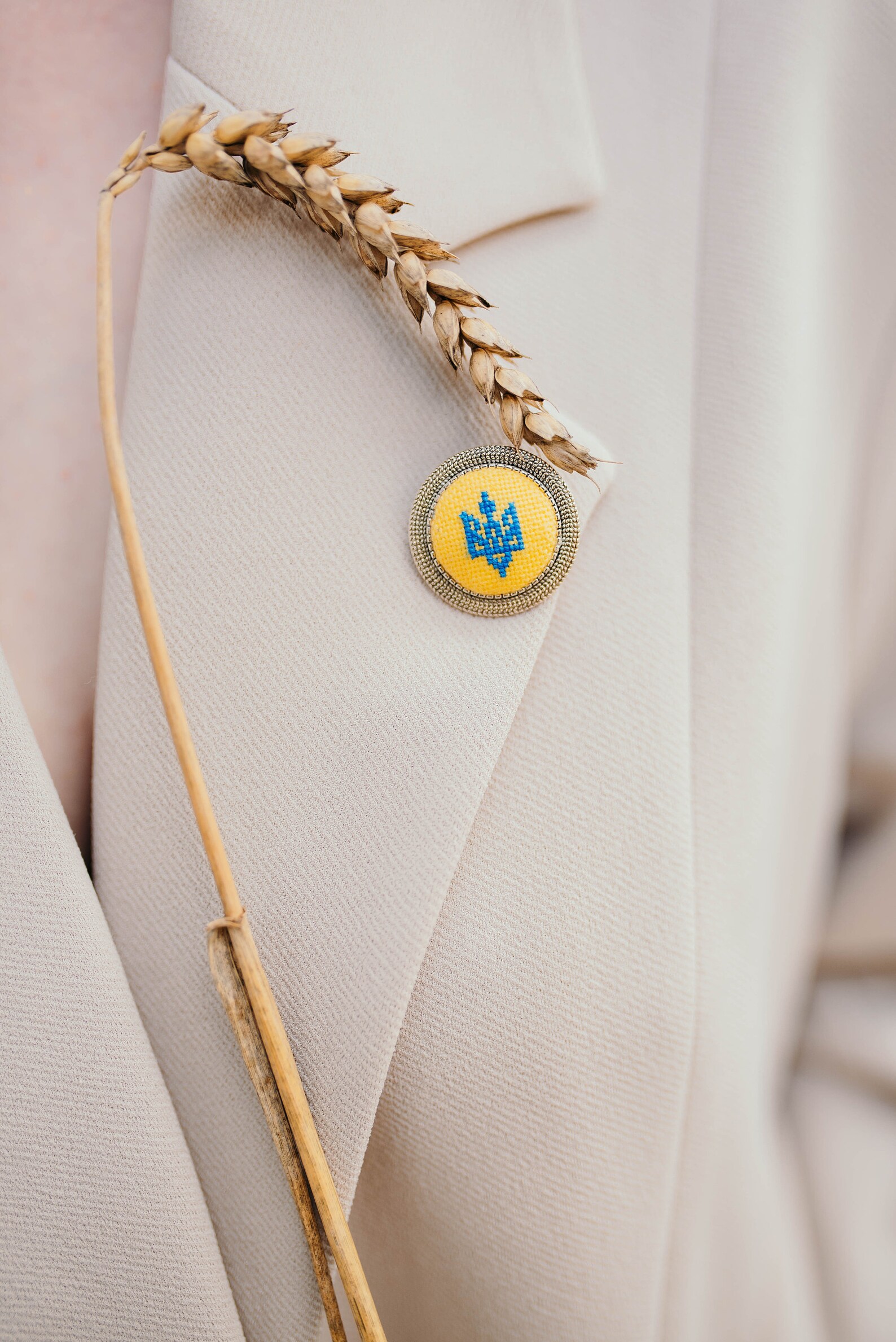 Embroidery Brooch Ukrainian Crest / Emblem. Microembroidery | Etsy