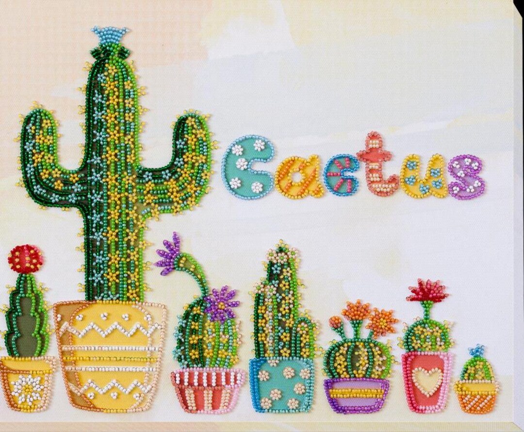 Cactus Bead Embroidery Kit – Desert Succulent Wall Art DIY Craft - Etsy