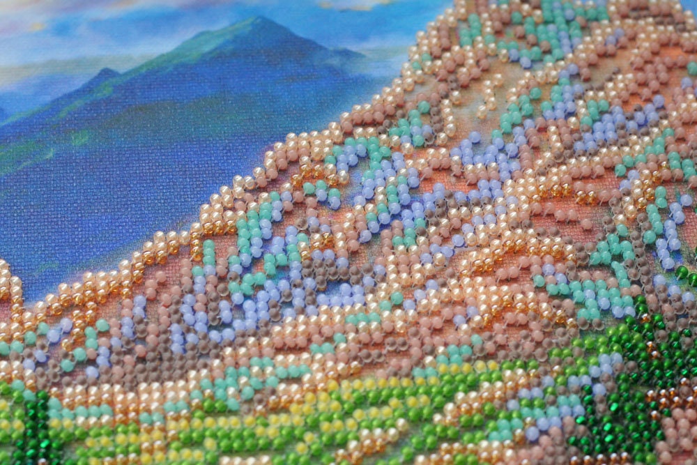 DIY Bead Embroidery Kit — Mountain Landscape Beadwork — Scenic Nature ...