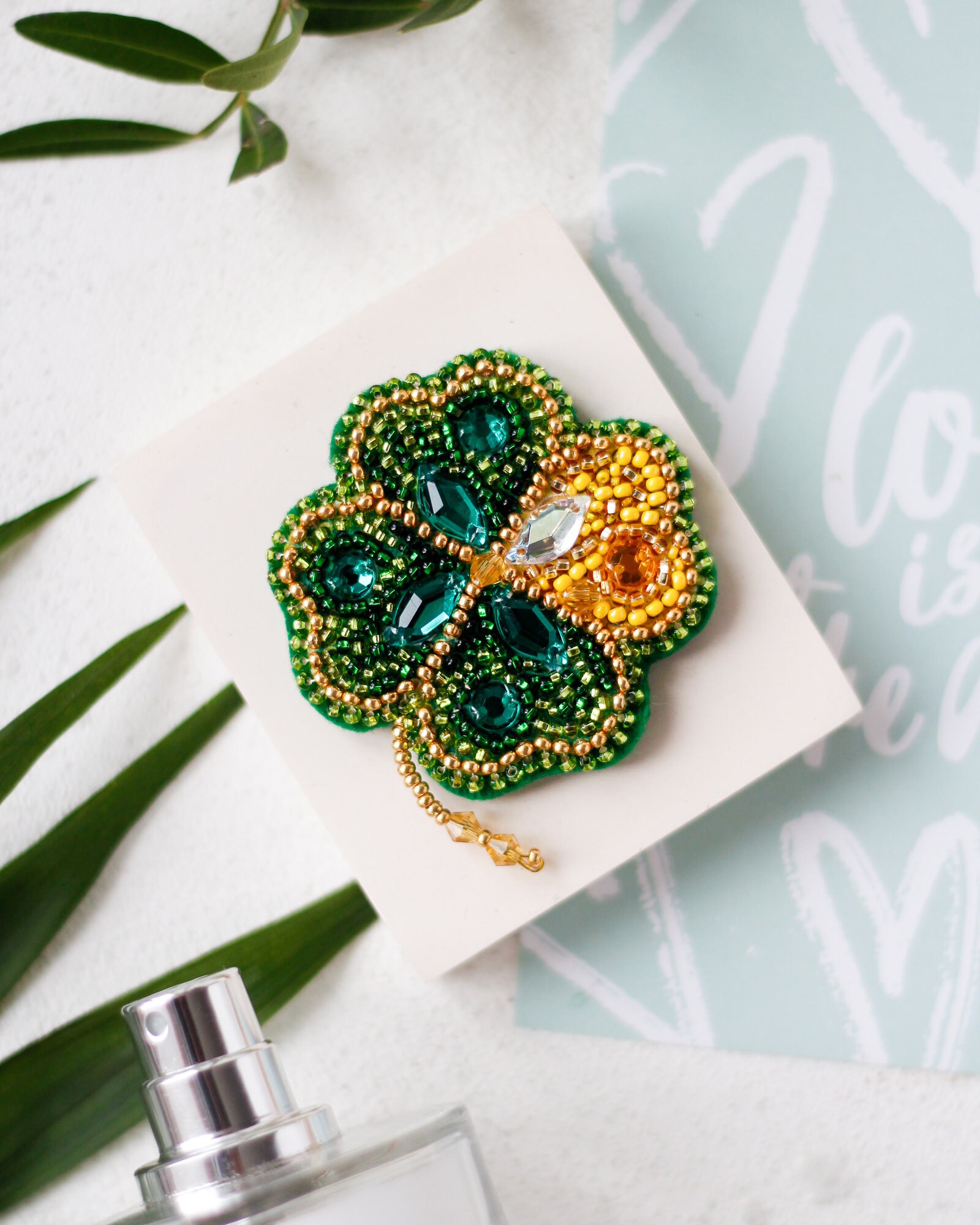 DIY Jewelry Making Kit,good Luck Leaf Brooch.seed Beaded Brooch - Etsy