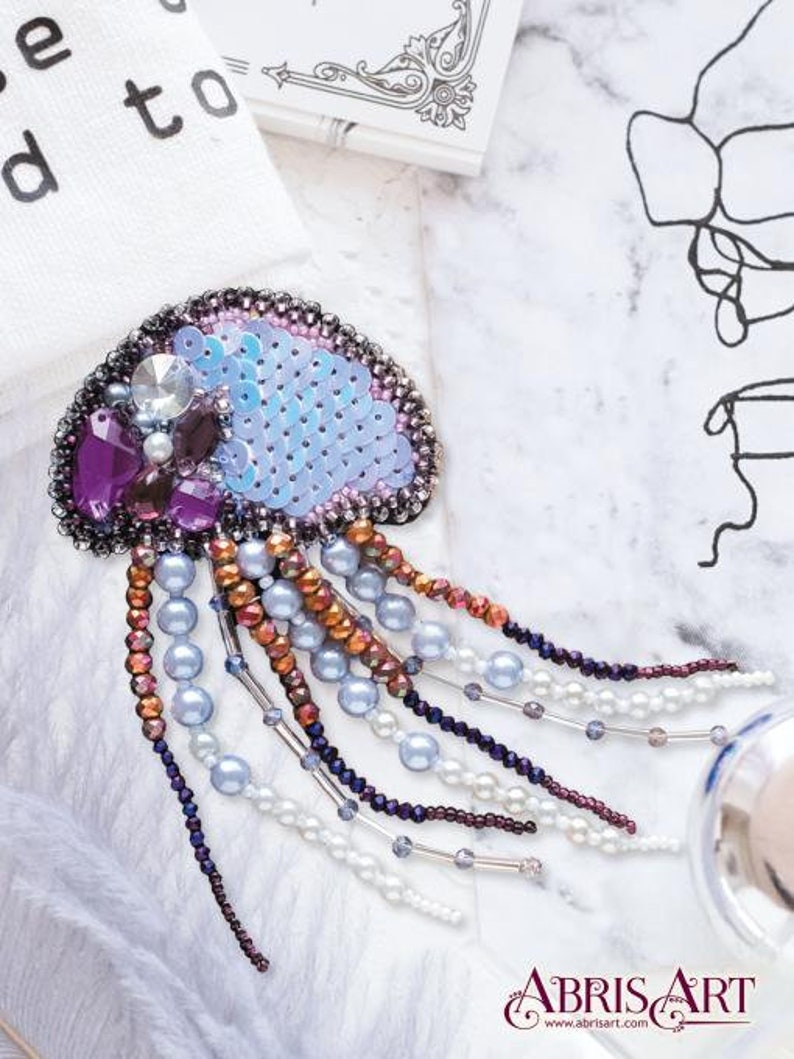 DIY Beaded Brooch Jellyfish.beaded Brooch Kit Beaded Animal - Etsy
