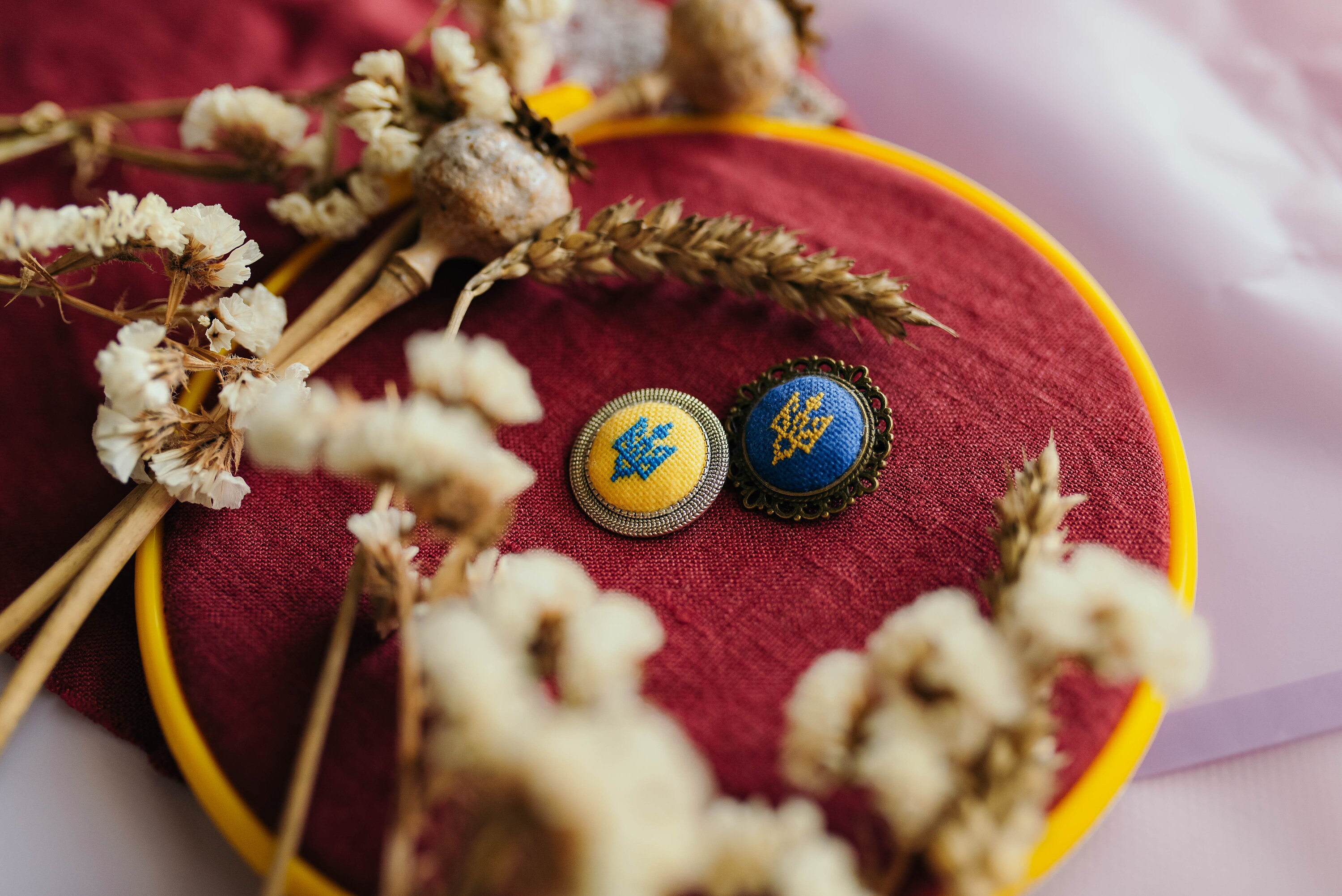 Embroidery Brooch Ukrainian Crest / Emblem. Microembroidery | Etsy