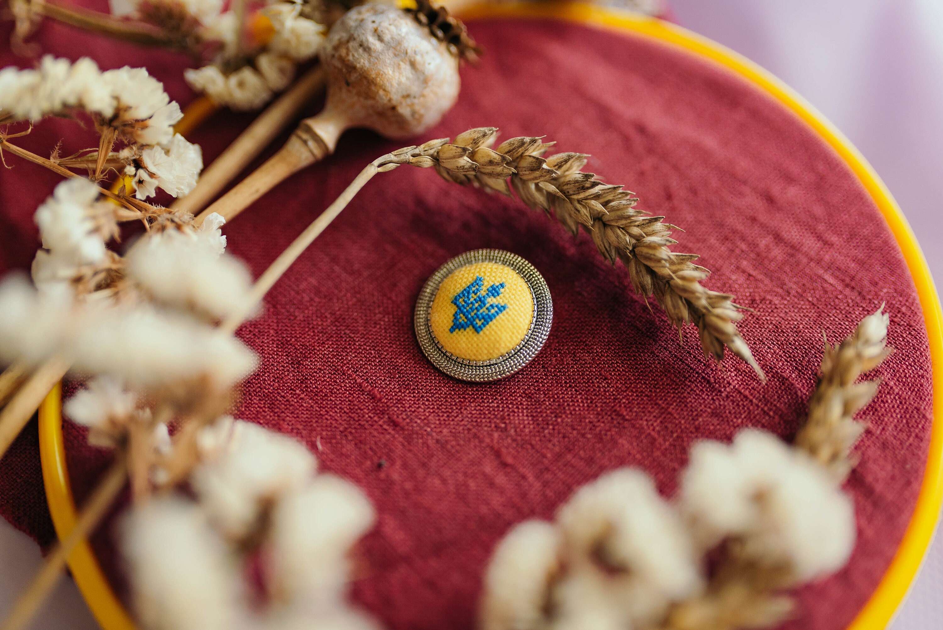 Embroidery Brooch Ukrainian Crest / Emblem. Microembroidery | Etsy