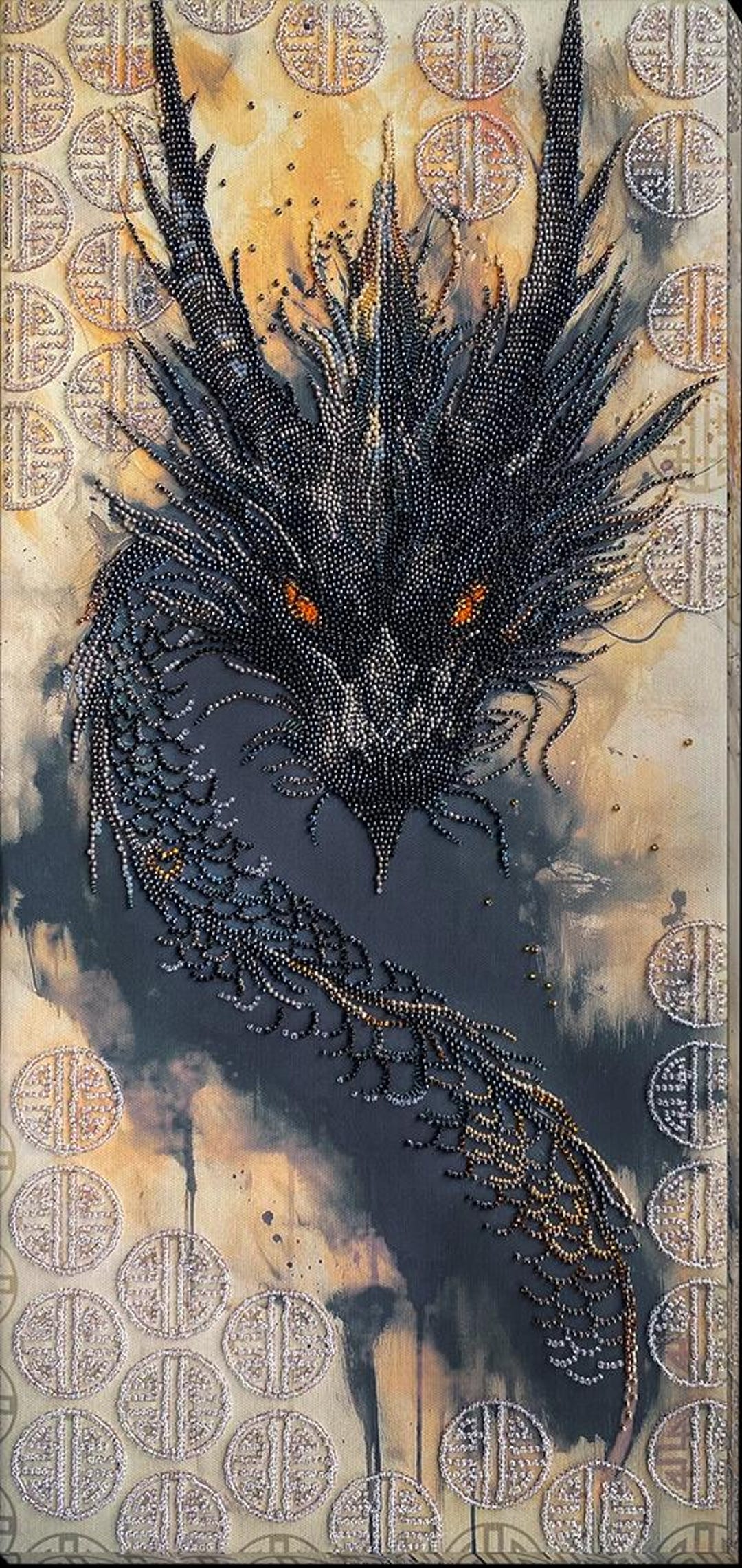 Black Dragon Bead Embroidery Kit – DIY Fantasy Wall Art - Etsy