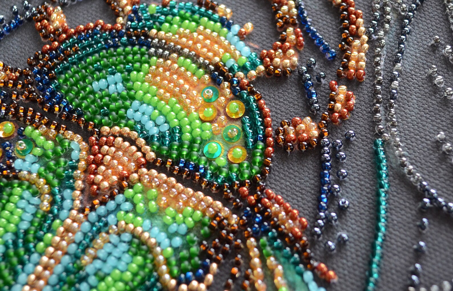 Bead Embroidery Kit: Emerald Beetle Insect Art Canvas With Czech Beads ...