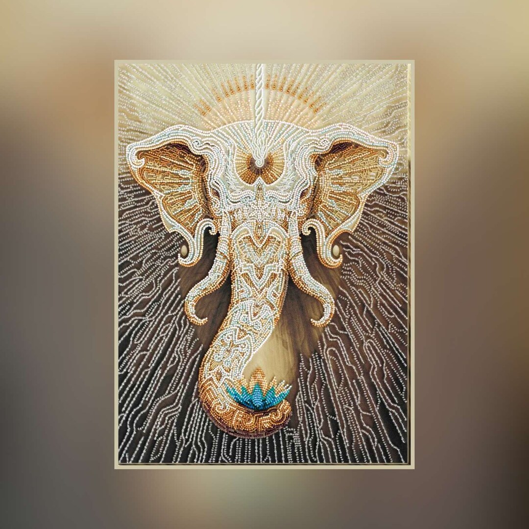 Bead Embroidery Kit White Elephant, Deco Scenes, Beaded Animal Kits ...