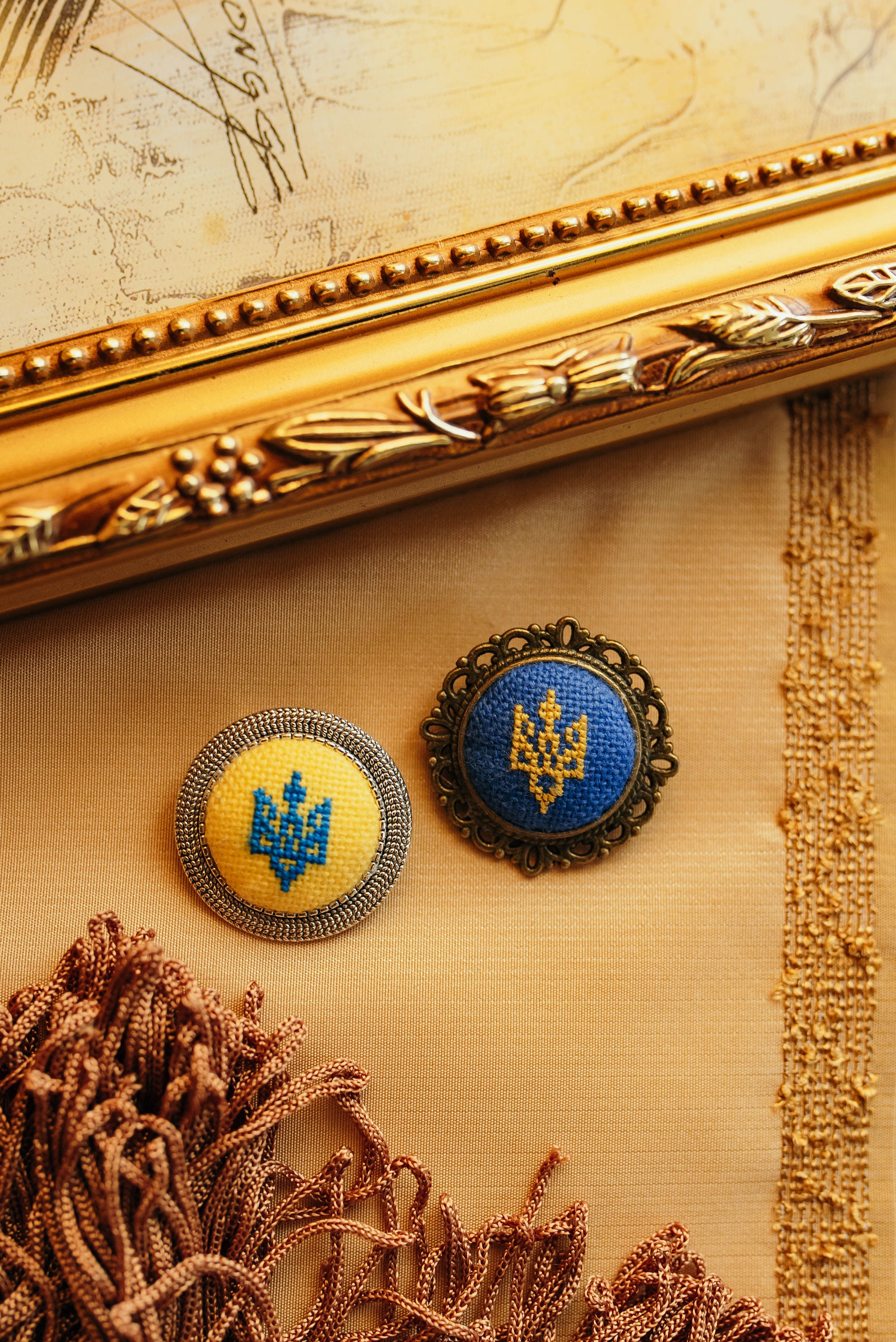 Embroidery Brooch Ukrainian Crest / Emblem. Microembroidery | Etsy