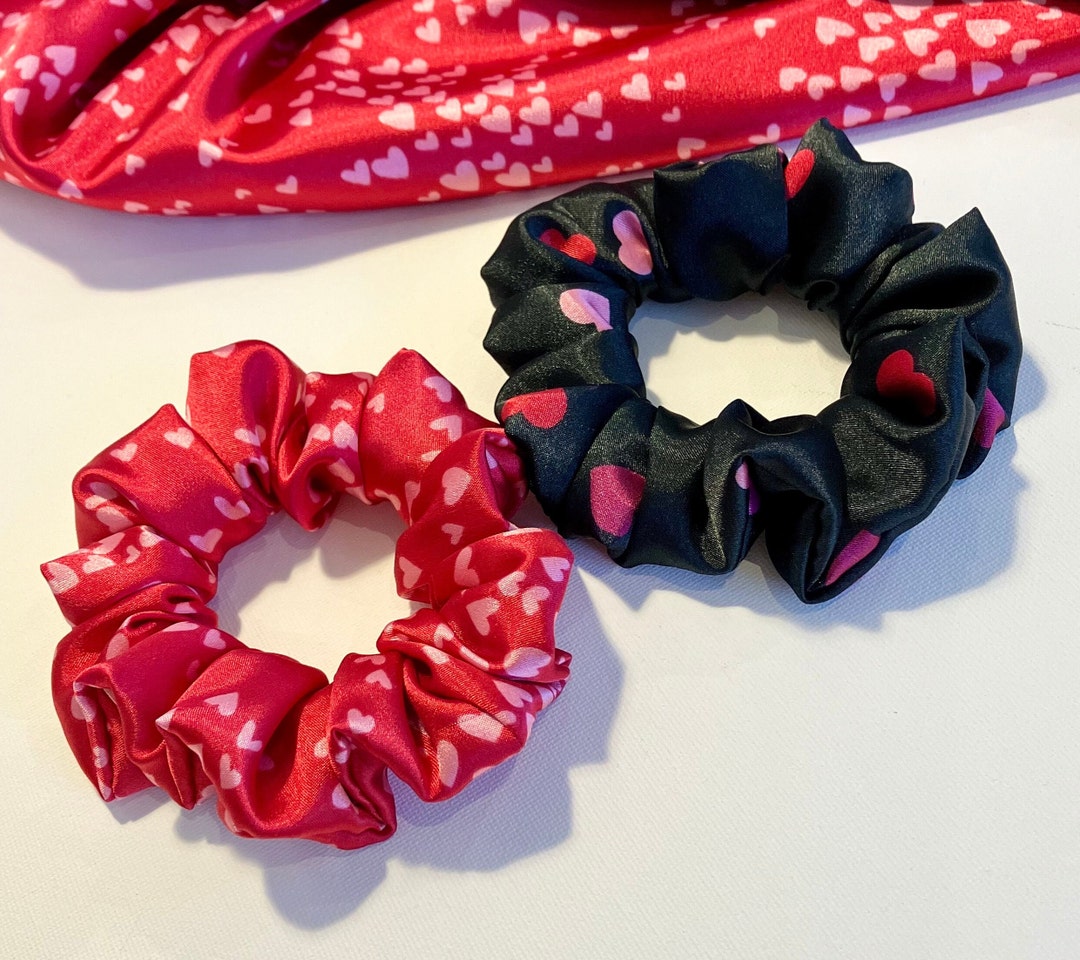 Valentine Scrunchies Heart Themed Scrunchies, Satin Scrunchies ...
