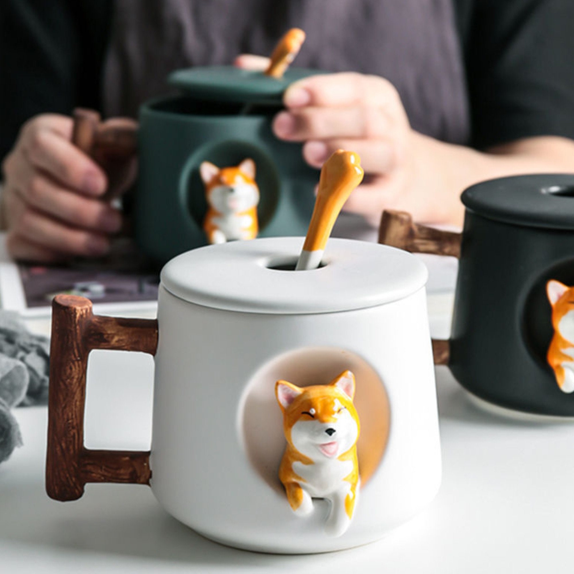 3D Shiba Inu Mug with Lid and Spoon | Etsy