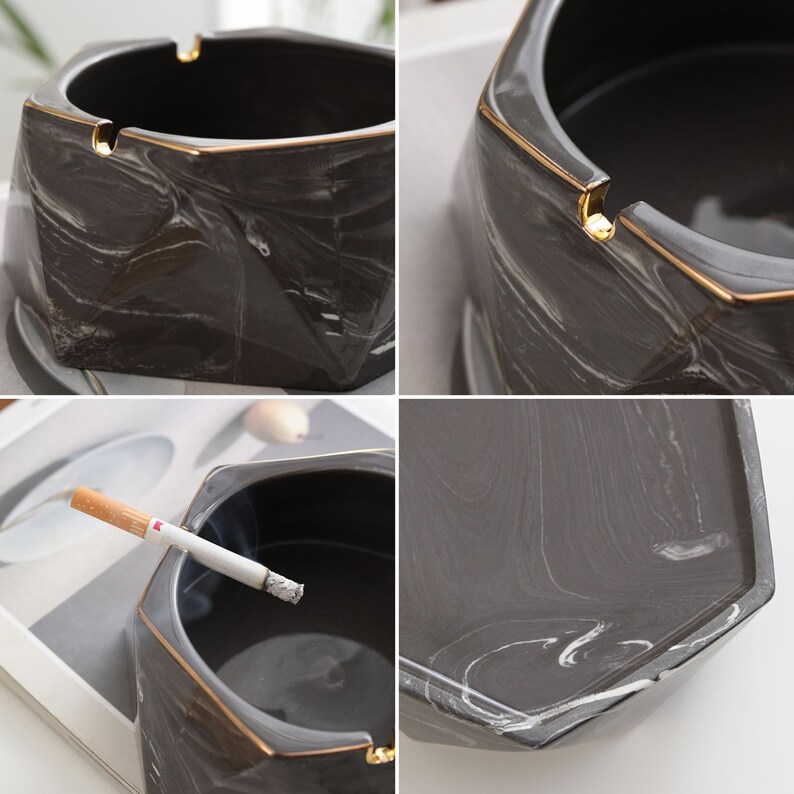 Elegant Ashtray With Lid Ceramic Marble Pattern - Etsy