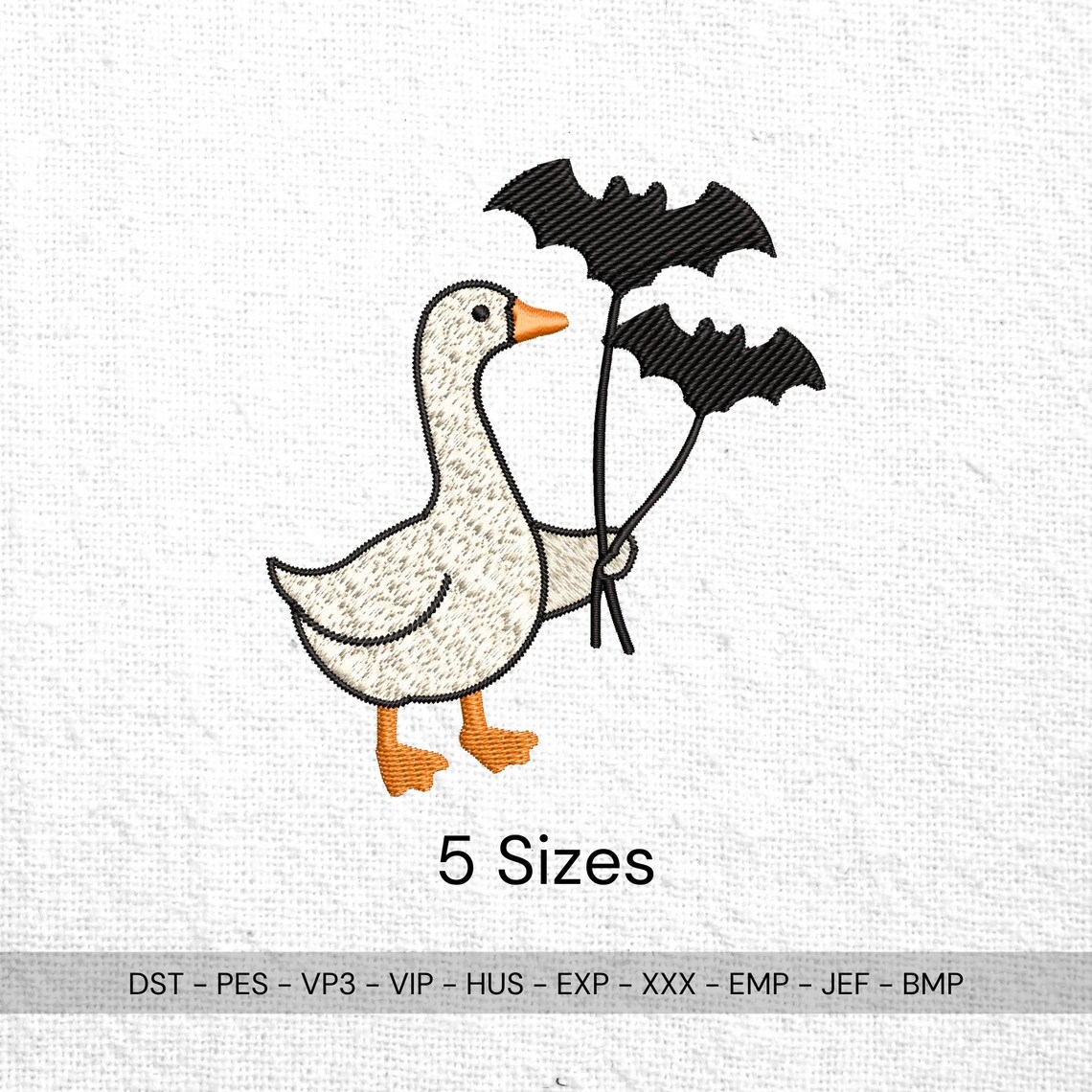 Silly Goose Halloween Embroidery Design: Funny Bat Goose Pattern ...