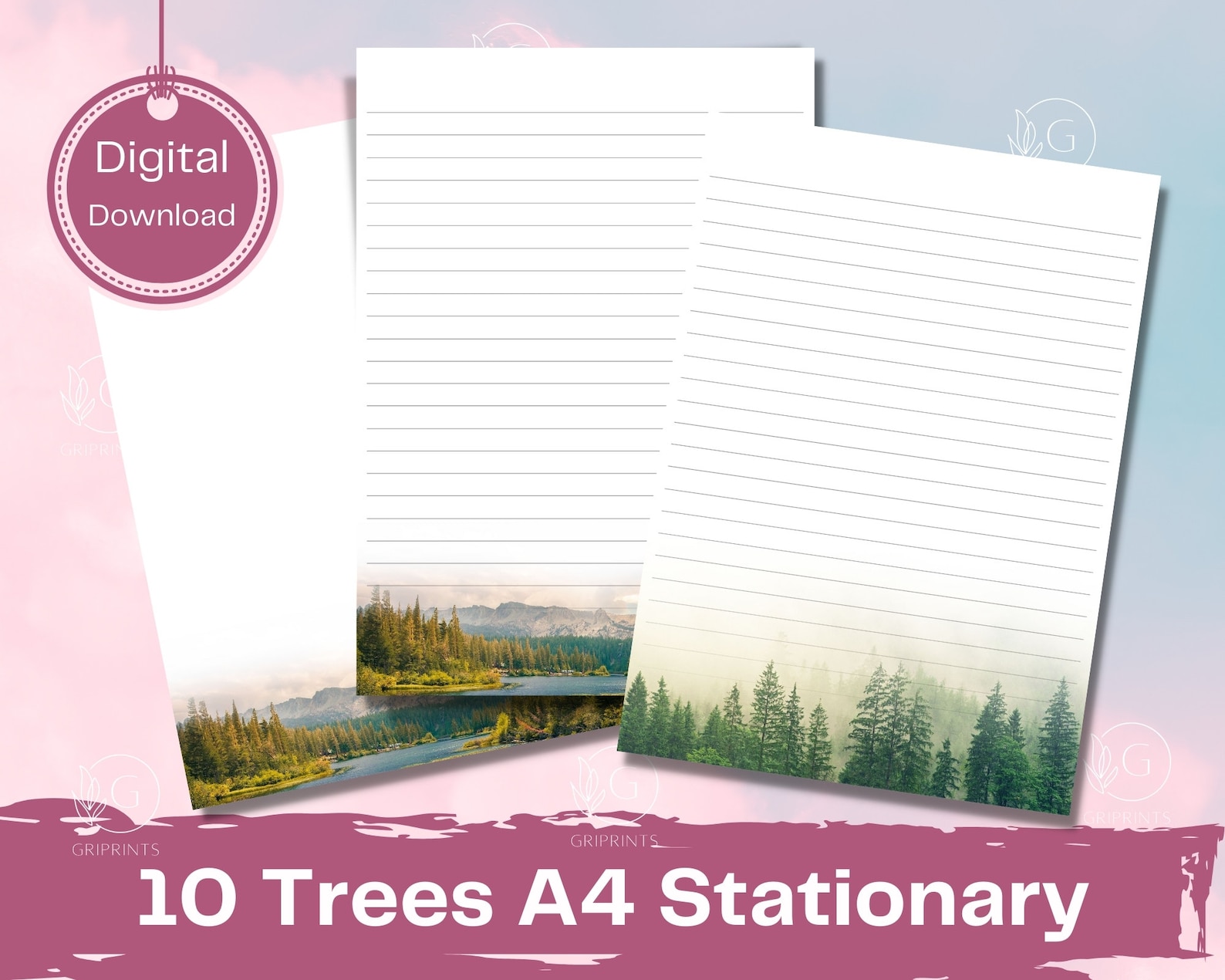 10 Trees Stationary Printable Forest Printable Stationery | Etsy