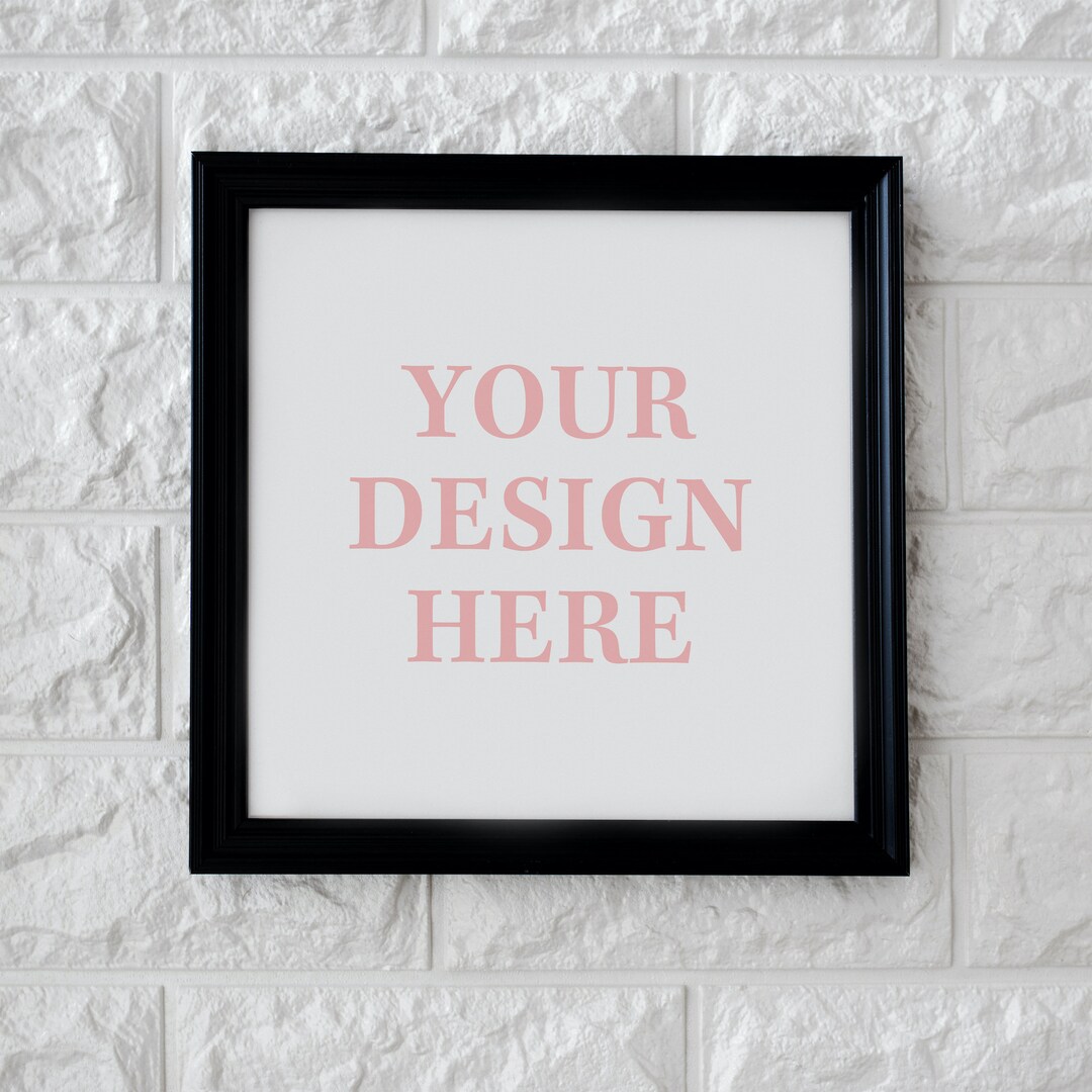 Square Frame Mockup PSD, Black Frame Mockup, Modern Wood Mockup, Black ...