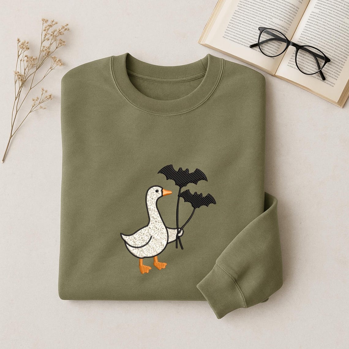 Silly Goose Halloween Embroidery Design: Funny Bat Goose Pattern ...