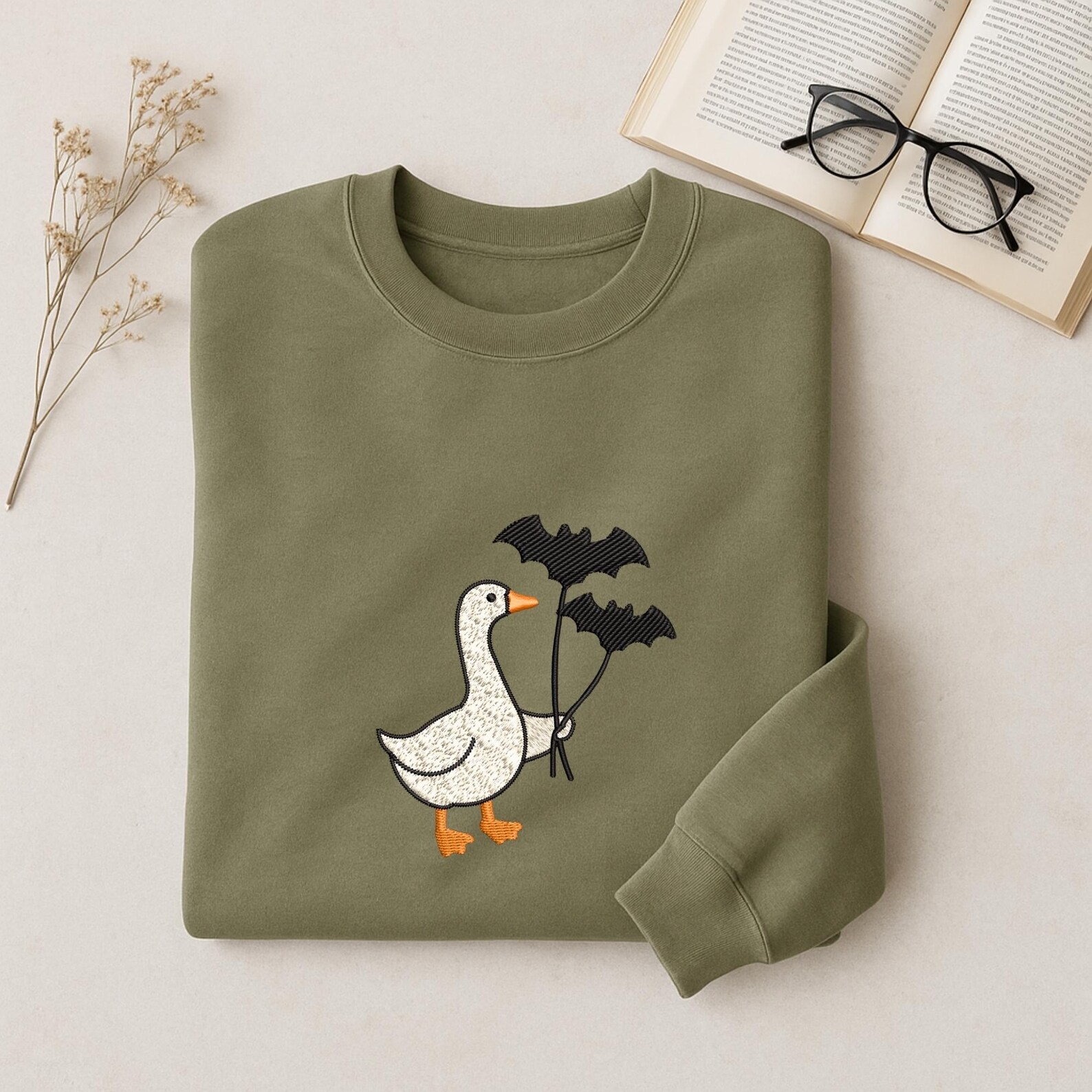 Silly Goose Halloween Embroidery Design: Funny Bat Goose Pattern ...