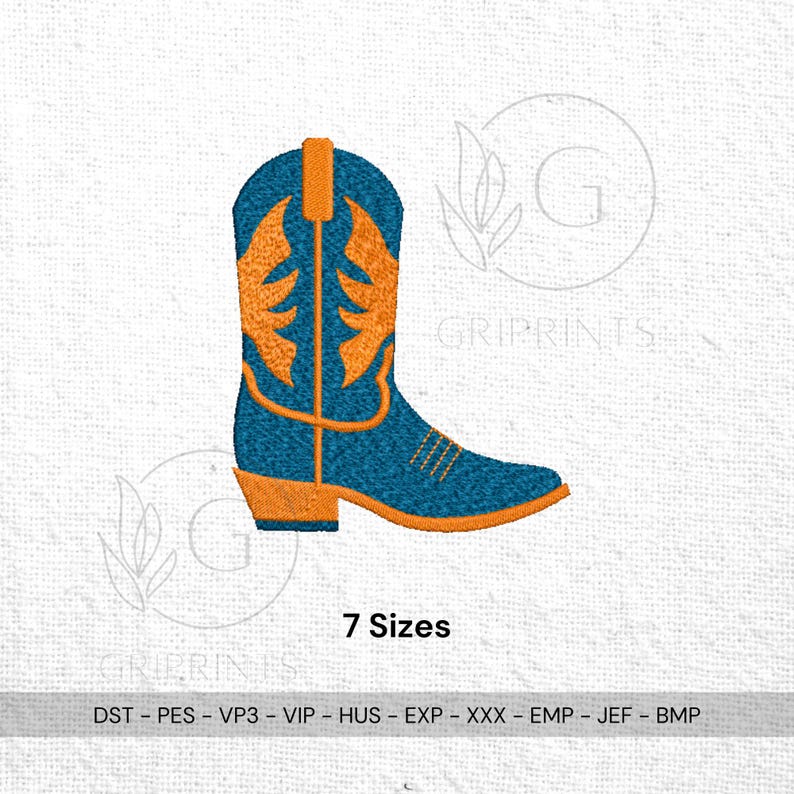 Cowboy Boot Machine Embroidery Design | Western Stitch File (7 Sizes ...