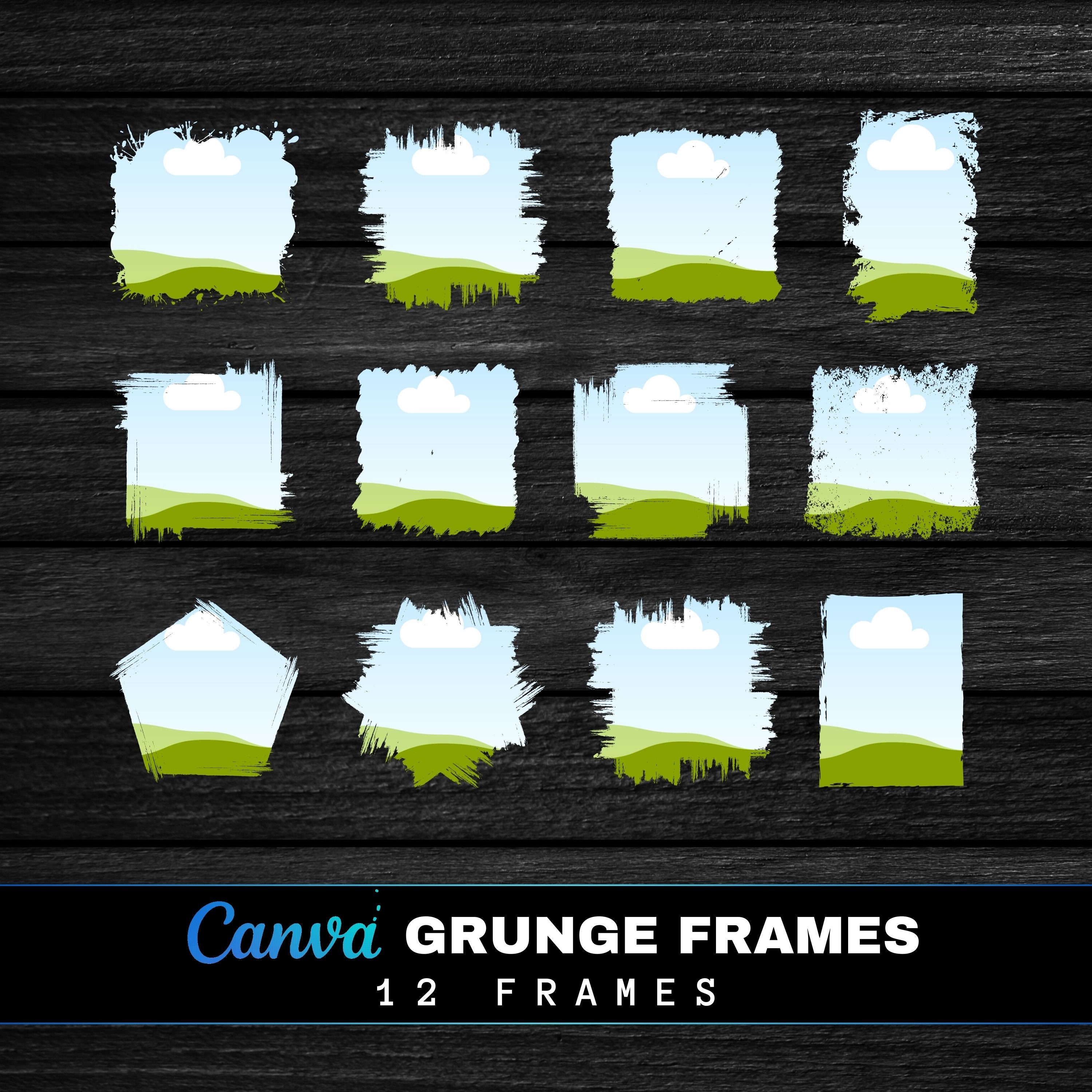 Canva Grunge Frames | 12 Editable Canva Frames Abstract Pattern Canva ...
