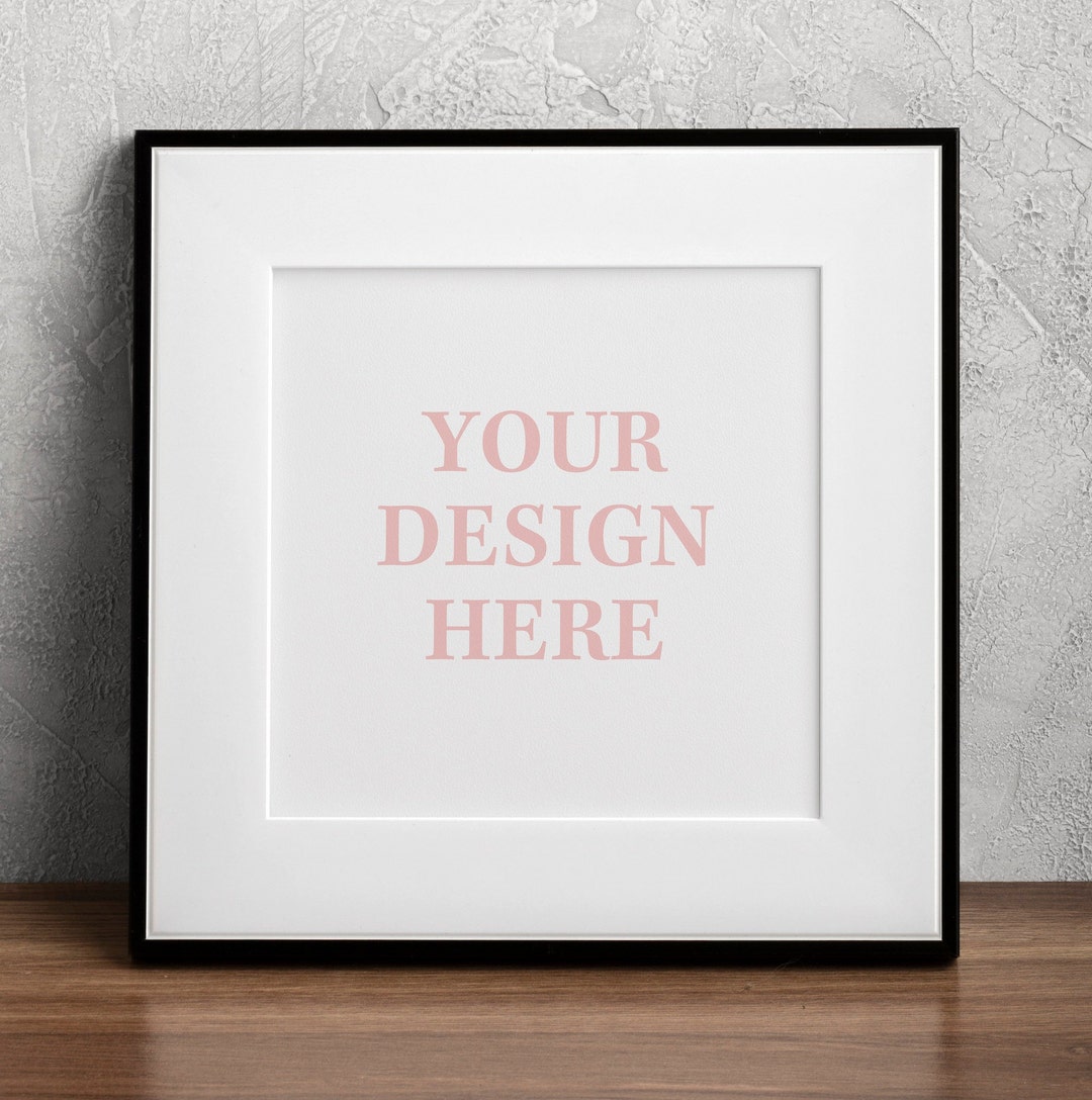 Square Frame Mockup PSD, Black Frame Mockup, Modern Wood Mockup, Black ...