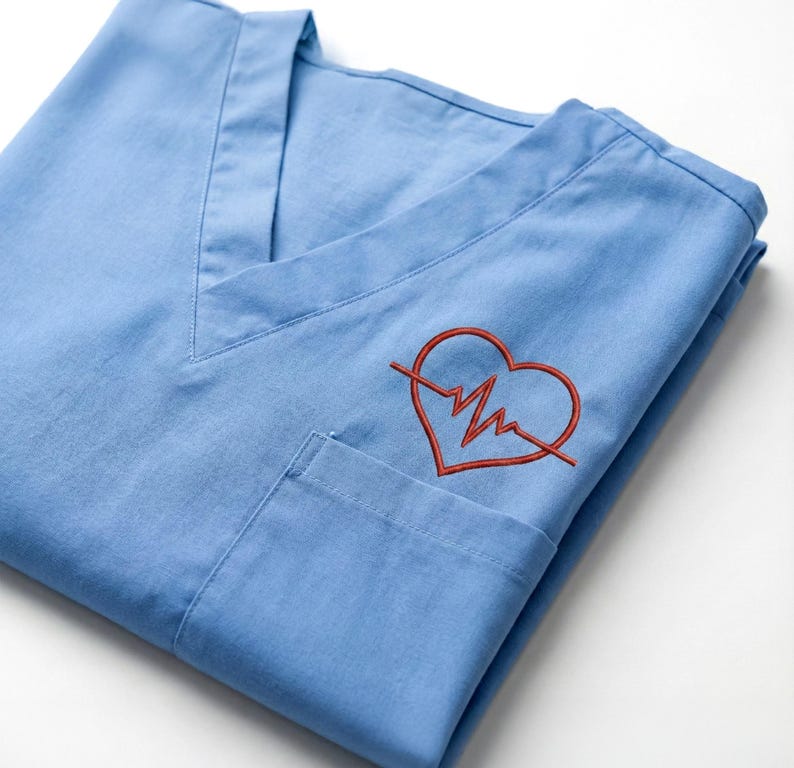 Heartbeat Heart Outline Embroidery, EKG Love Line Mini Design, Nurse ...