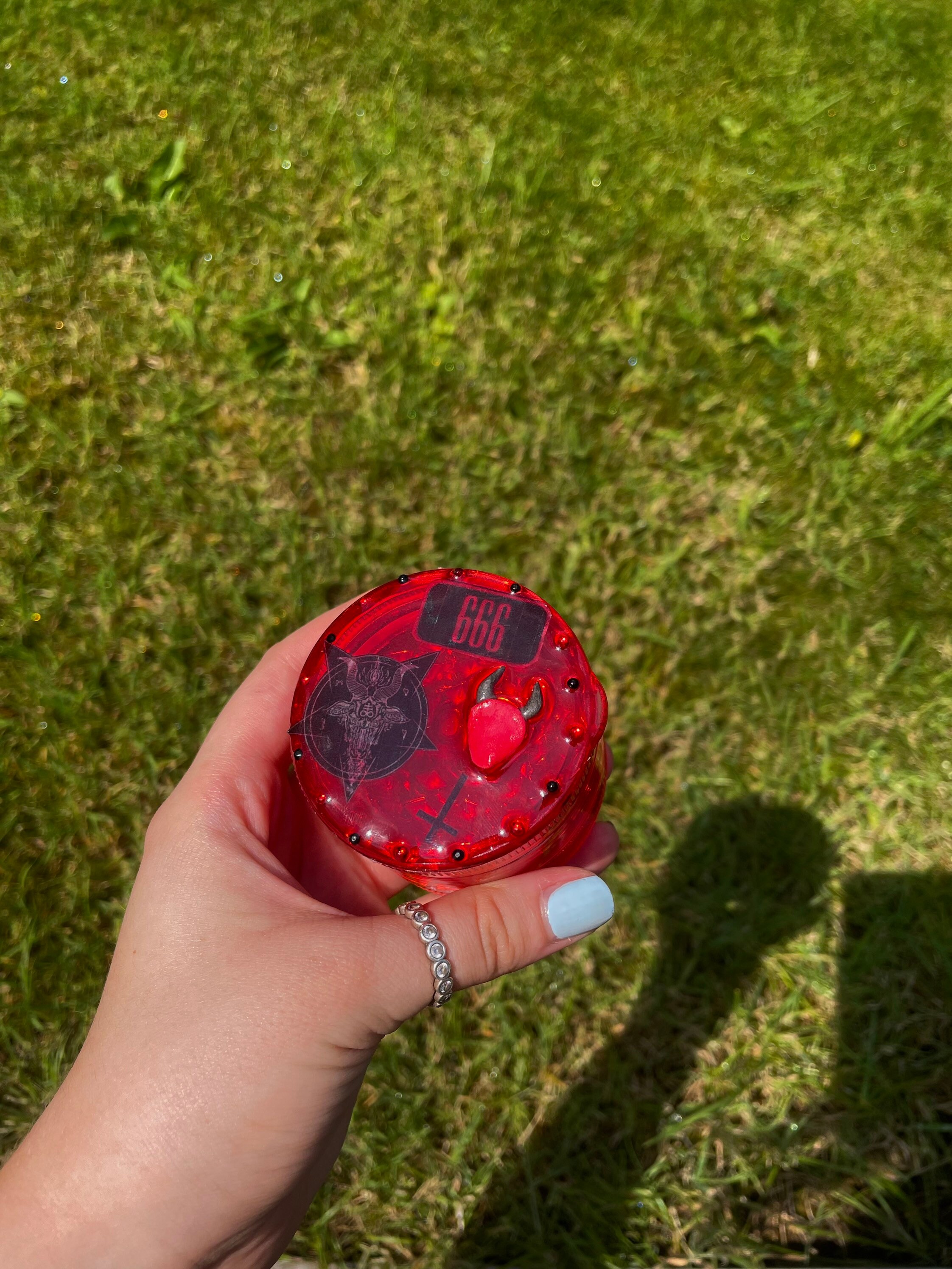 Red 666 satan satanism occult devil grinder five piece plastic | Etsy