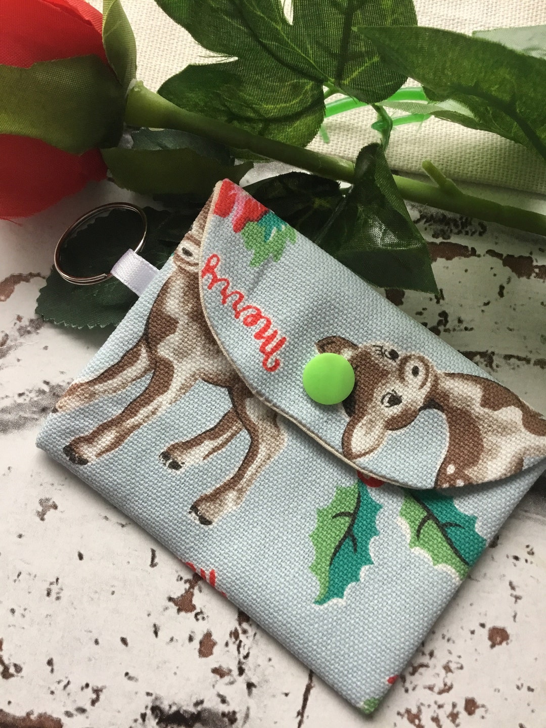 Cath Kidston Blue Little Deer Linen Fabric Card / Coin Purse, Key Ring ...