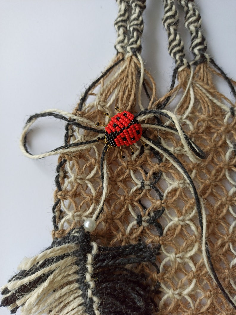 Black & White Reusable Macrame Bag, Sustainable Living - Etsy