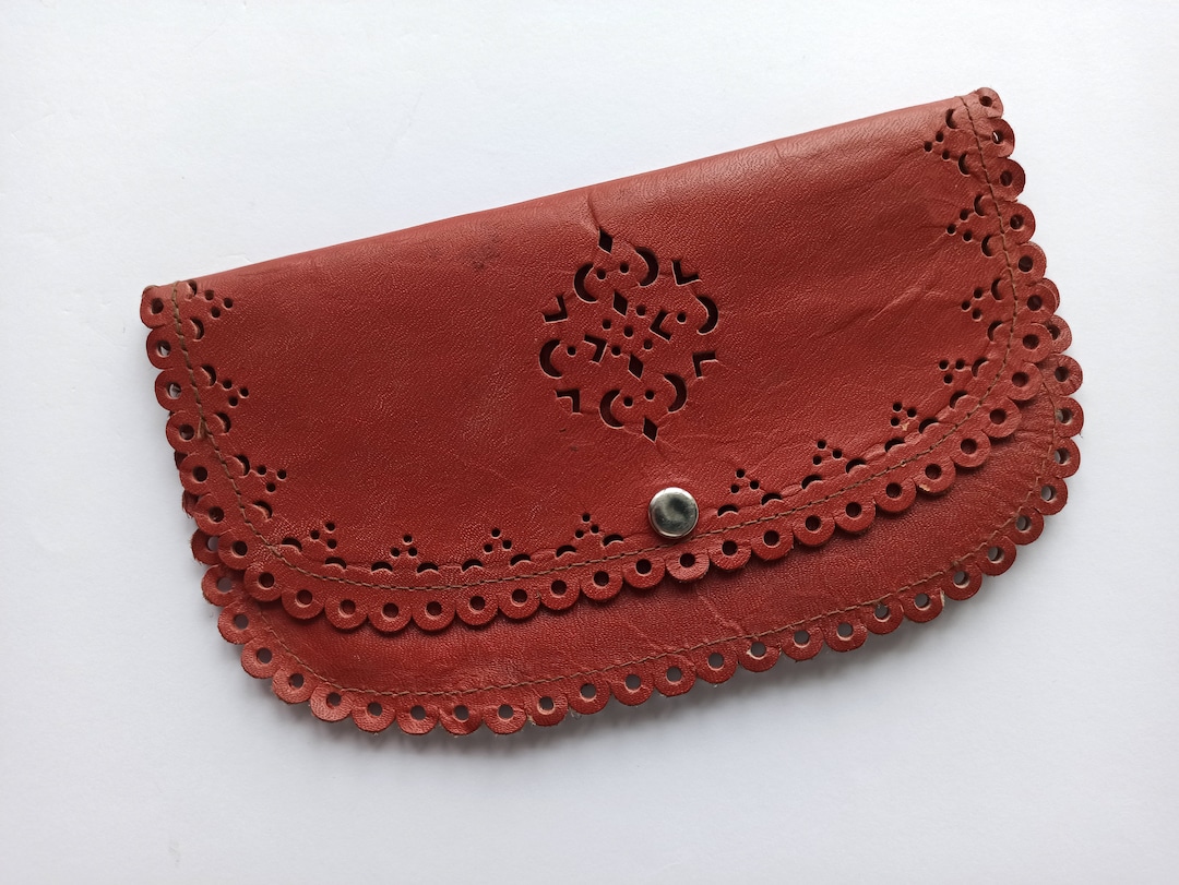 Vintage Red Leather Wallet, Retro Coin Box of 80s - Etsy