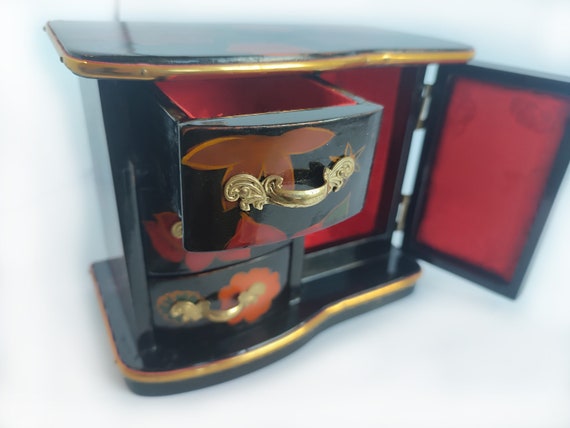 Vintage Chest of drawers box for jewelry Black and Re… - Gem